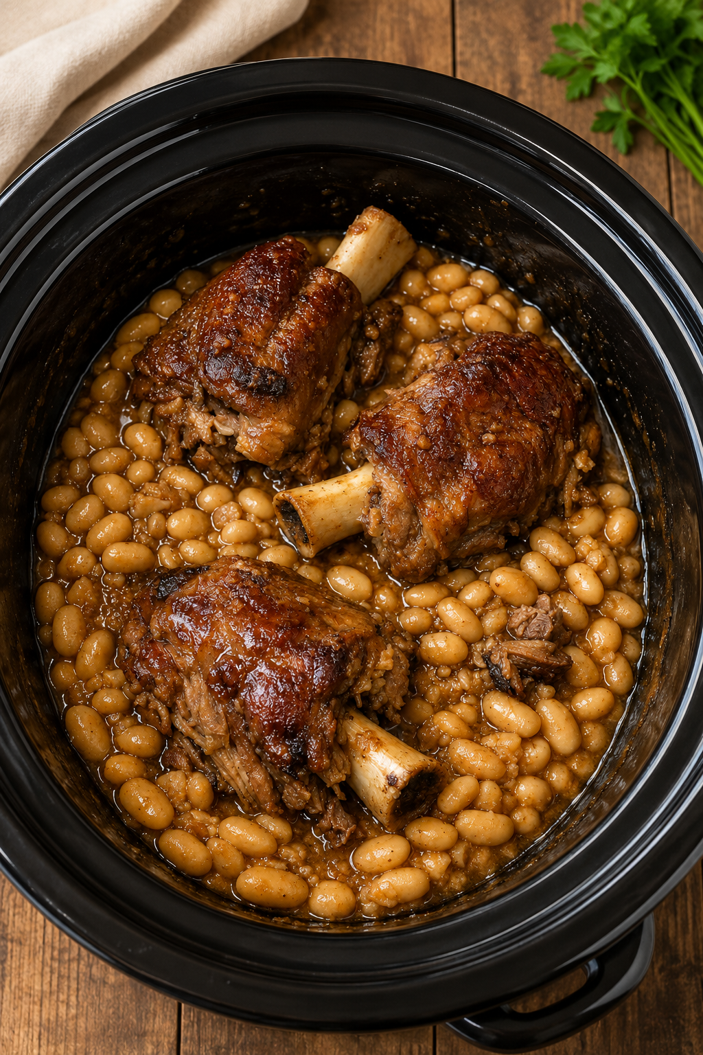 Slow Cooker Pork Shanks and White Beans - Mensagem Diári