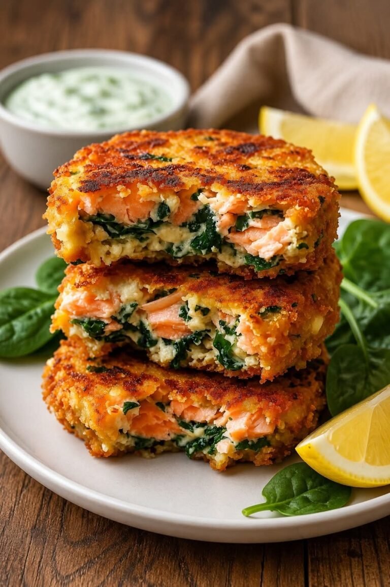 Crispy Salmon Spinach Cakes - Mensagem Diári